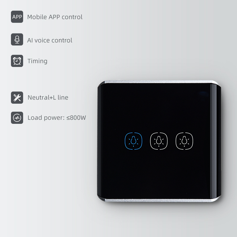 Smart Light Switch 3gang ZigBee N+Lline EU/UK google smart light switch ...