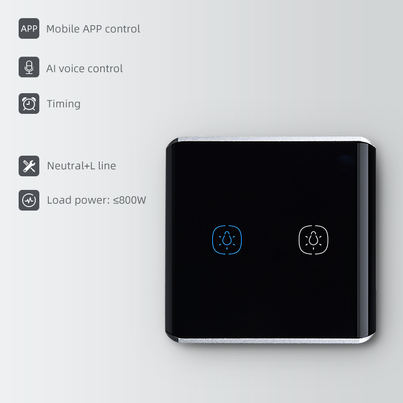 Smart Light Switch 2gang Wi-Fi N+Lline EU/UK google home smart light ...